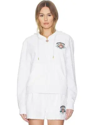 Casablanca Waves Monogram Towelling Zip-up Hoodie - White