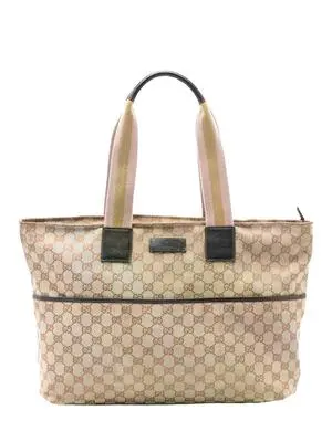 Gucci Gg Canvas Web Tote Bag - Brown