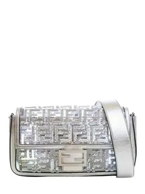 Fendi Sequin Embellished Ff Baguette - Silver