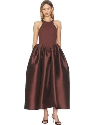 MARQUES' ALMEIDA Heavy Satin Princess Dress - Brown