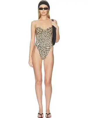 Norma Kamali Corset One Piece - Cheetah Patch