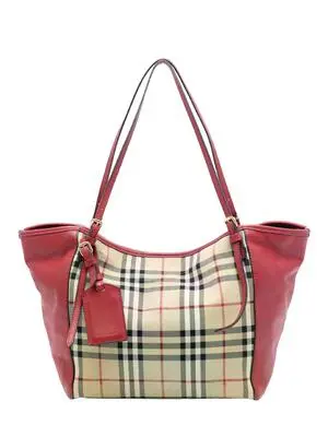 Burberry Haymarket Check Canvas And Leather Canterbury Tote Bag - Brown