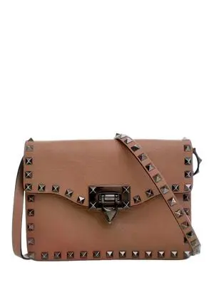 Valentino Garavani Rockstud Mini Flap Crossbody Bag - Brown