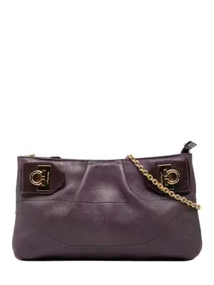 FERRAGAMO 2010-2012 Leather Gancini Chain Crossbody Bag - Purple