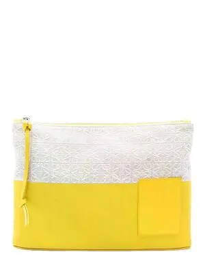 Loewe Anagram Jacquard And Leather Oblong Pouch - Yellow