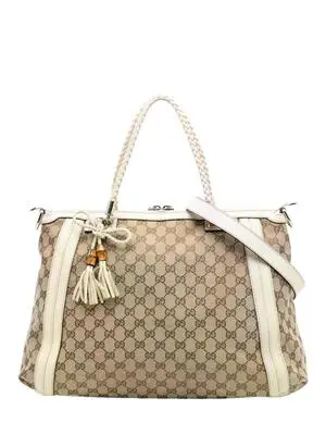 Gucci Large Gg Canvas Bella Satchel - Brown