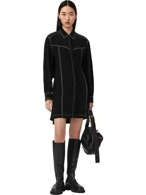 ALLSAINTS Tala Shirt Mini Dress - Black