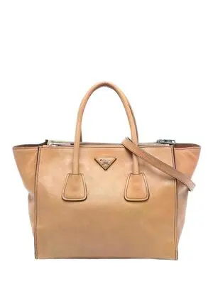 Prada Glace Calf Twin Pocket Double Handle Satchel - Brown