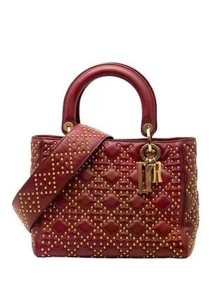 Dior 2017 Medium Studded Lady Satchel - Red