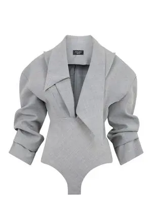 A.W.A.K.E. Mode Tailored Ruched Bodysuit - Grey