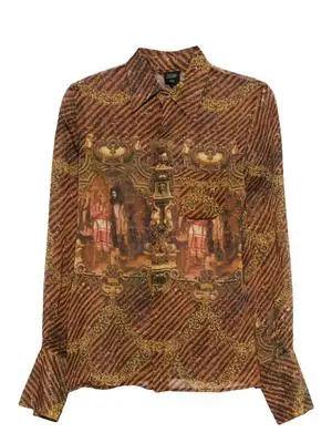 Jean Paul Gaultier Sheer Printed Shirt - Brown