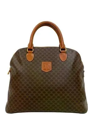 Celine 1995 Macadam Coated Canvas Dome Handbag - Brown