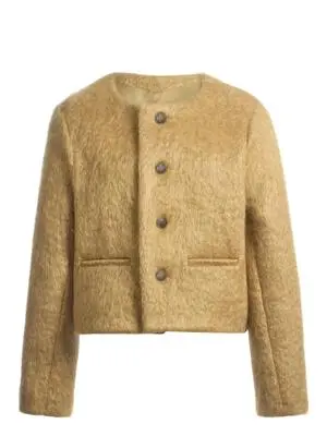 TESS LORENZ Mohair Blend Cardigan Jacket - Camel