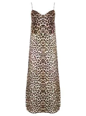 La Prestic Ouiston Petula Leopard V-neck Dress - Brown