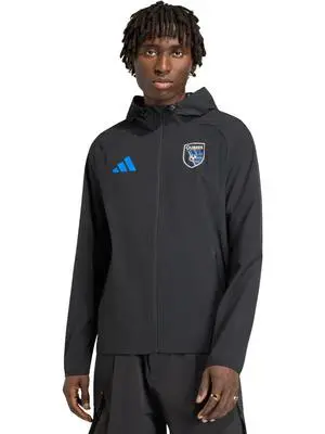 Adidas San Jose Earthquakes Tiro Travel Windbreaker - Black / Blue