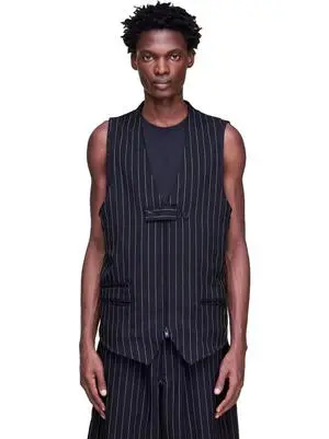 Adidas Y-3 Sport Uniform Pinstripe Tailored Vest - Black