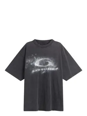 Balenciaga Washed Crayon Logo Fit T-shirt - Washed Black/white