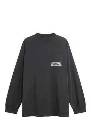 Balenciaga Masking Tape Jersey Oversized Long Sleeve Top - Faded Washed Black