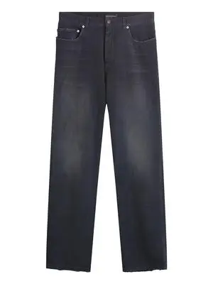 Balenciaga Curved Knee Denim Pants - Navy/dirty Dark Blue