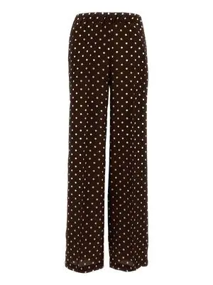 PAROSH Silk Polka Dot Wide-leg Trousers - Brown