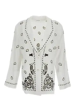 PAROSH Embroidered Linen Jacket - Multicolor