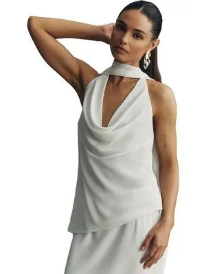MARE MARE Cowl-neck Halter Tank Top - Ivory