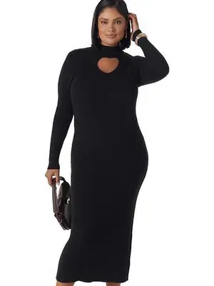 ELOQUII Heart Cutout Midi Dress - Black