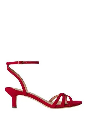 Ralph Lauren Kendyl Kitten-heel Suede Sandal - Festive Red