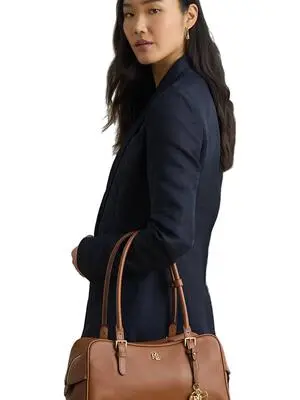 Ralph Lauren Leather Large Marcy Zip Satchel - Lauren Tan