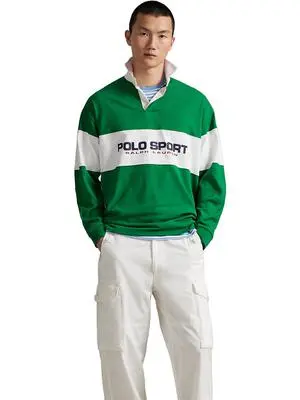 Ralph Lauren Big Fit Polo Sport Rugby Shirt - Erin Green/white