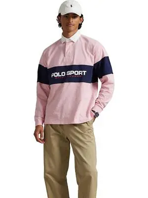 Ralph Lauren Big Fit Polo Sport Rugby Shirt - Resort Pink/cruise Navy