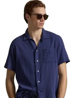 Ralph Lauren Classic Fit Basket-weave Camp Shirt - Freshwater