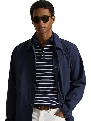 Ralph Lauren Striped Seersucker Coach's Jacket Newport Navy/collection Navy