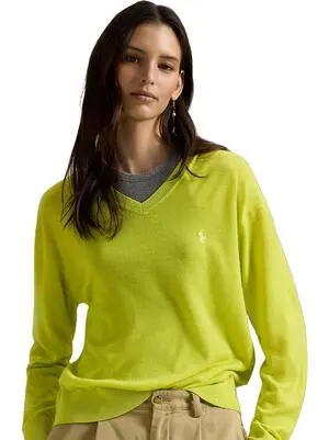 Ralph Lauren Wool V-neck Sweater - Peridot Green
