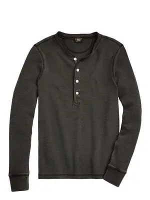 Ralph Lauren Garment-dyed Waffle-knit Henley Shirt - Faded Black
