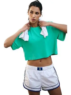 Free People Tempo Cropped Uv Protection Boyfriend Tee - Seafoam