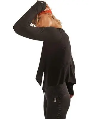 Free People Tempo Uv Protection Long Sleeve Tee - Black