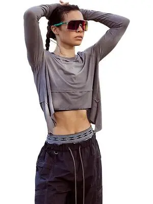 Free People Tempo UV Protection Long Sleeve Tee Gun Metal