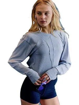 Free People Tempo Uv Protection Long Sleeve Top - Steel