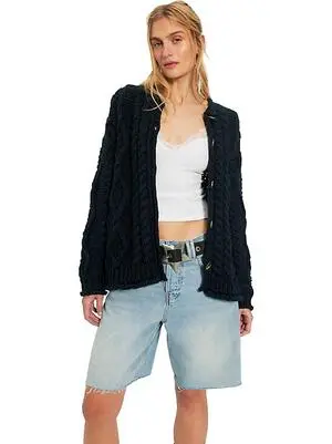 Free People Opal Knit Cardigan - Black