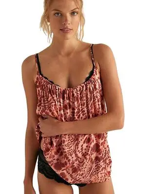 Free People Dream Date Satin Cami Coral Pink Combo