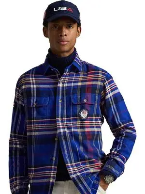 Ralph Lauren Team Usa Plaid Flannel Workshirt - Royal Red Multi