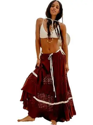 Free People Swept Away Maxi Skirt - Umber Earth