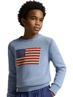 Ralph Lauren Iconic Flag Sweater - Blue Heather