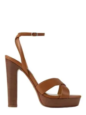 Ralph Lauren Cleary 125-mm Calfskin Platform Sandal - Rl Gold