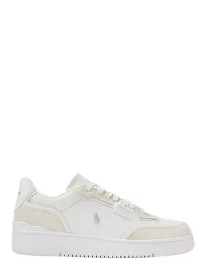 Ralph Lauren Open Masters Leather-suede Sneakers - White/silver