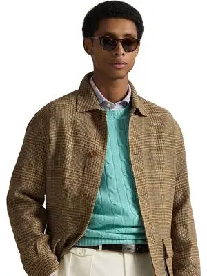 Ralph Lauren Glen Plaid Linen-blend Jacket - Camel/brown