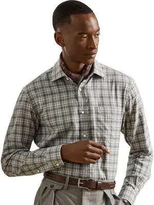 Ralph Lauren Mini-check Flannel Shirt - Light Mel Grey Plaid