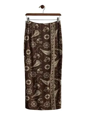 Ralph Lauren 1993 Nautical-print Wrap Skirt - Brown