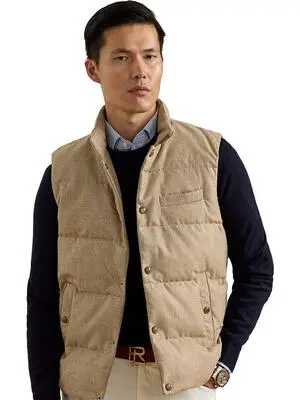 Ralph Lauren Whitwell Plaid Wool Down Vest - Light Brown